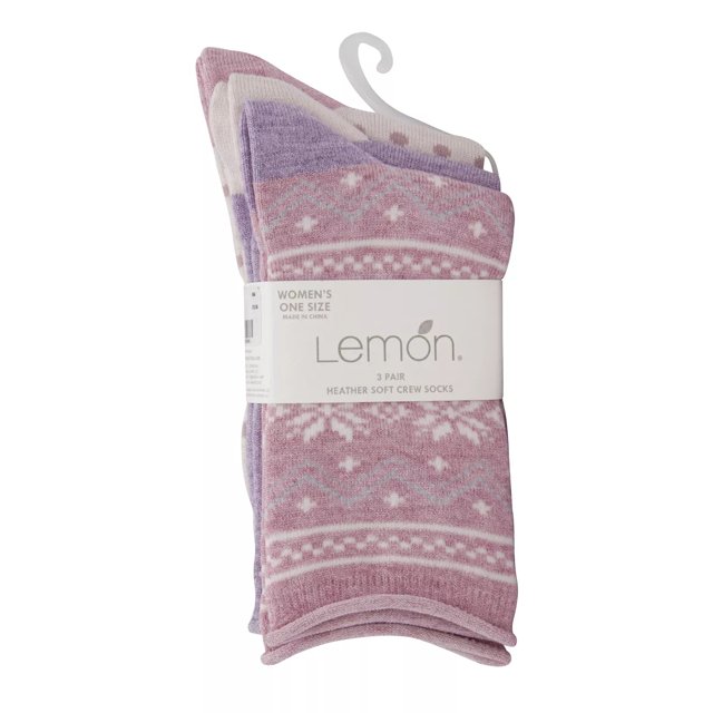 Lemon Women's 3-Pack Heather Soft Crew Socks | DSW Canada