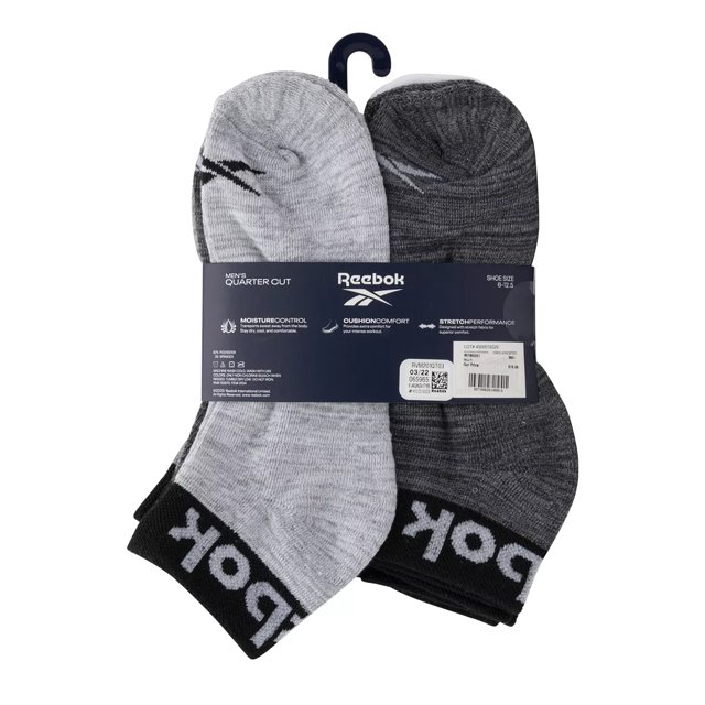 Reebok Men's 6 Pack Logo Quarter Socks | The Shoe Company