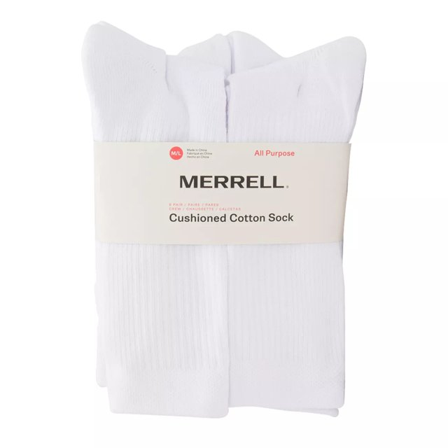 Merrell Men's 6-Pack Cushioned Cotton Crew Socks | The Shoe Company